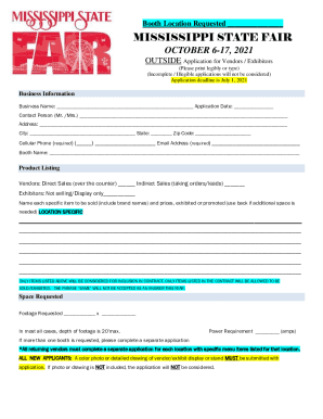 Fillable Online Application for Vendors/Exhibitors -MS.GOV Fax Email Print - pdfFiller