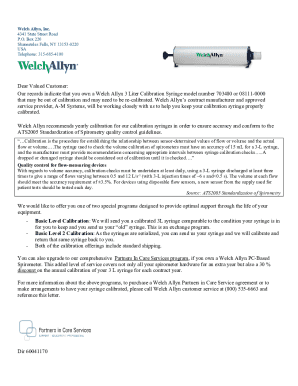 Fillable Online Syringe Calibration Request Form Letter. Syringe ...