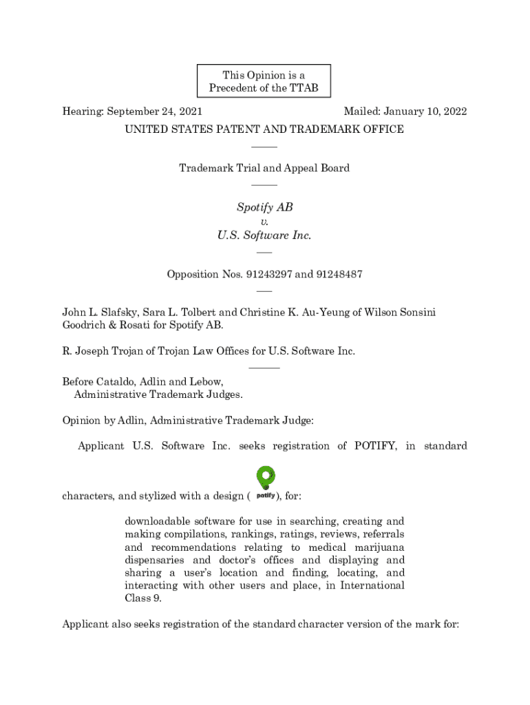 Fillable Online Designation of TTAB Decisions as Precedential - USPTO ...