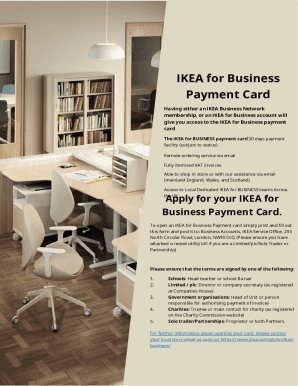 Fillable Online Application for IKEA for Business payment card Fax ...