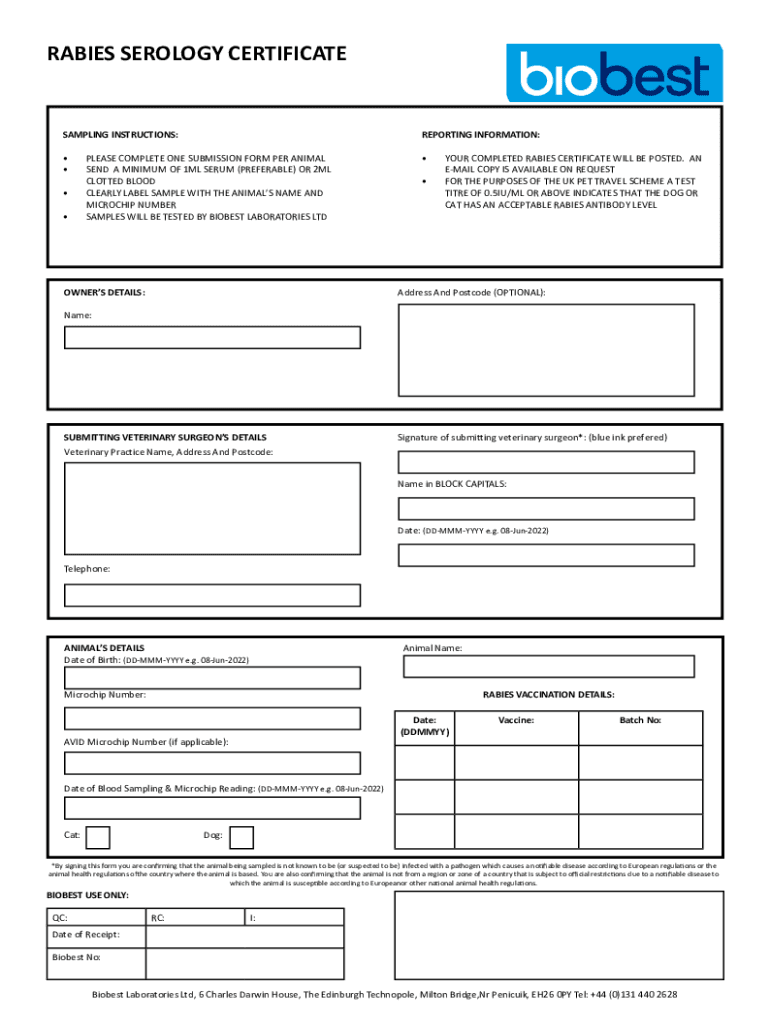 Fillable Online Biobest Lab Submission Form - Fill Online, Printable ...