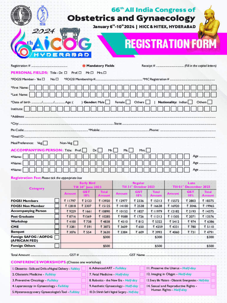 Fillable Online AICOG 2024 Regisrtation Form Fax Email Print - pdfFiller