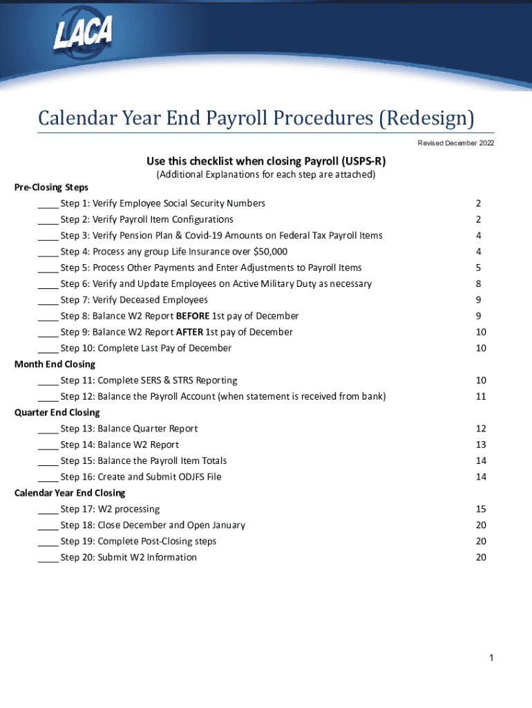 Fillable Online The Essential Year End Payroll Checklist: 5 Steps to Close ... Fax Email Print ...