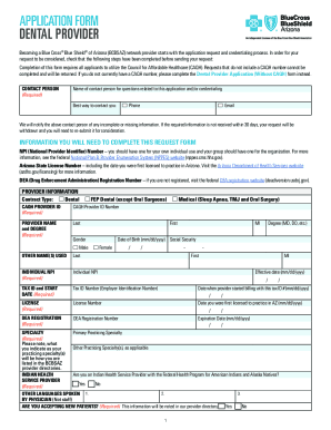 Fillable Online Blue Cross Provider Enrollment ApplicationPalmiye Fax ...