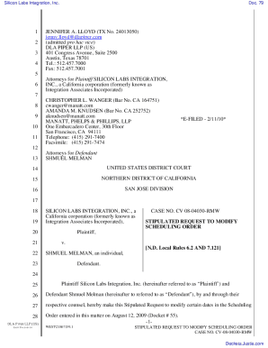 Fillable Online STIPULATION AND ORDER 78 to Modify Scheduling Order. Signed ... Fax Email Print ...