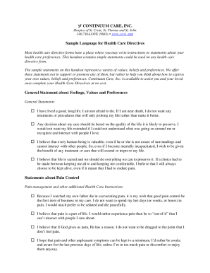Fillable Online Sample Language for Health Care Directives.doc Fax ...