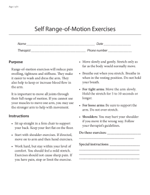 Fillable Online Self Range-of-Motion Exercises - fvfiles.com Fax Email ...