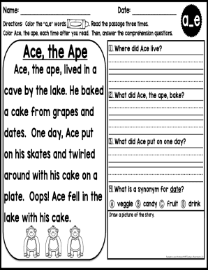 Fillable Online ACE Word Family Reading Comprehension Fax Email Print ...