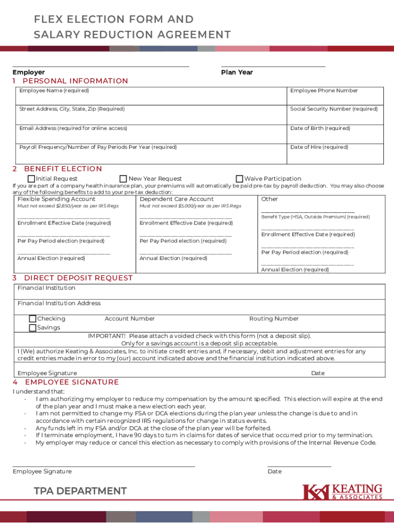 Fillable Online Election Form/Compensation Reduction Agreement ...