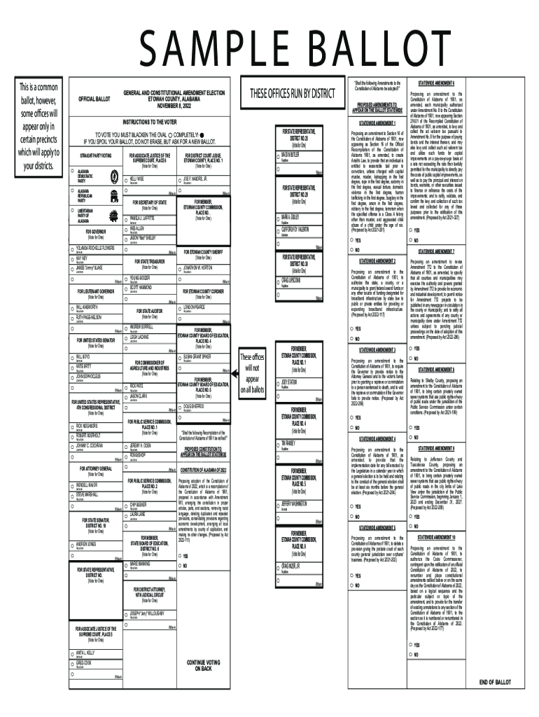 Fillable Online PDF SAMPLE BALLOT - sos.alabama.gov Fax Email Print ...