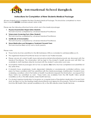 Fillable Online ISB Medical Forms - New Families Fax Email Print ...