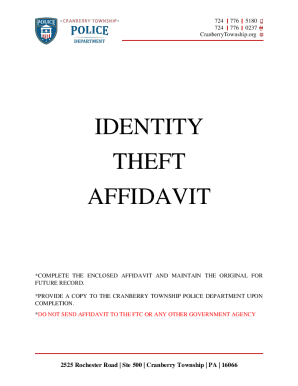 Fillable Online IDENTITY THEFT AFFIDAVIT Fax Email Print - pdfFiller