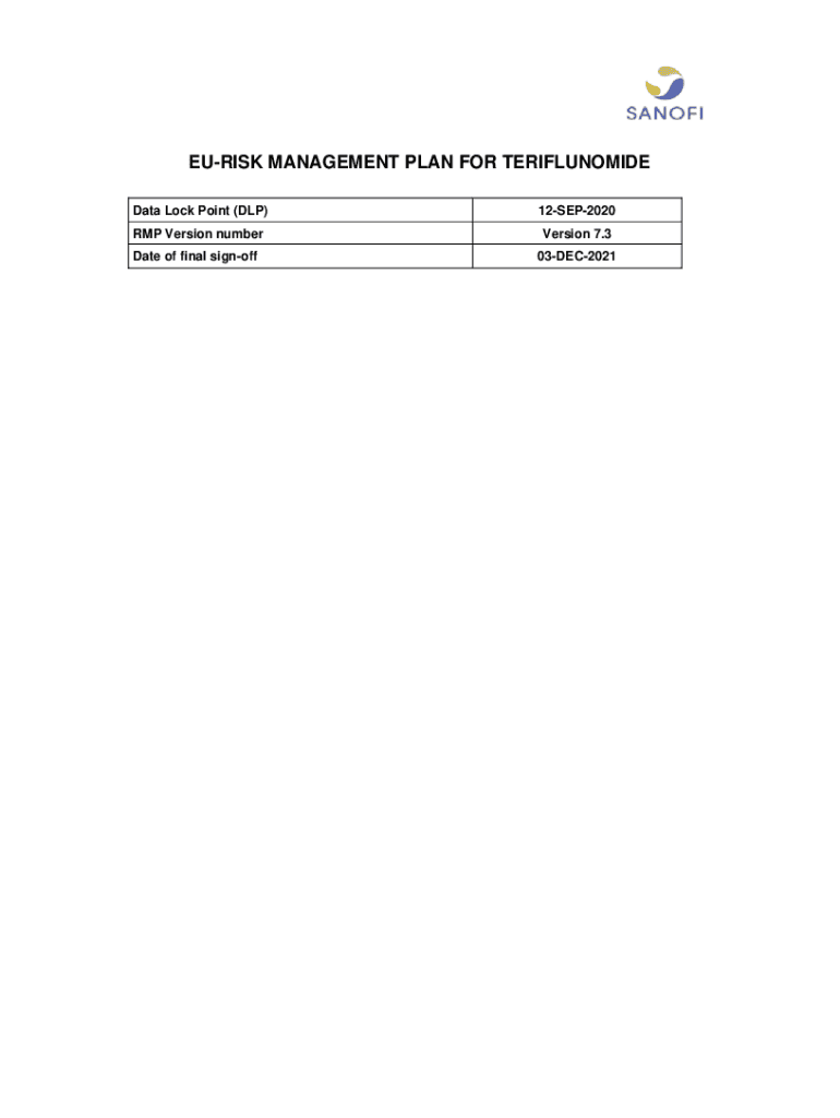 Fillable Online EU-RISK MANAGEMENT PLAN FOR TERIFLUNOMIDE Fax Email ...