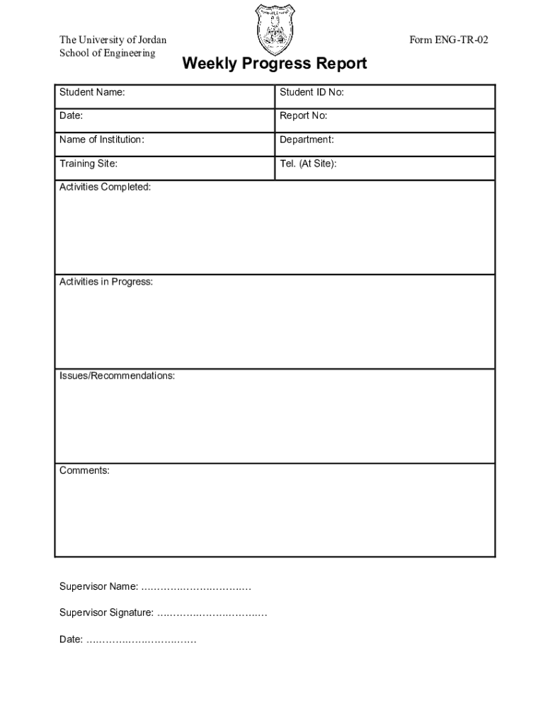 Fillable Online Documents - Form ENG-TR-02 Weekly Progress Reports.pdf ...