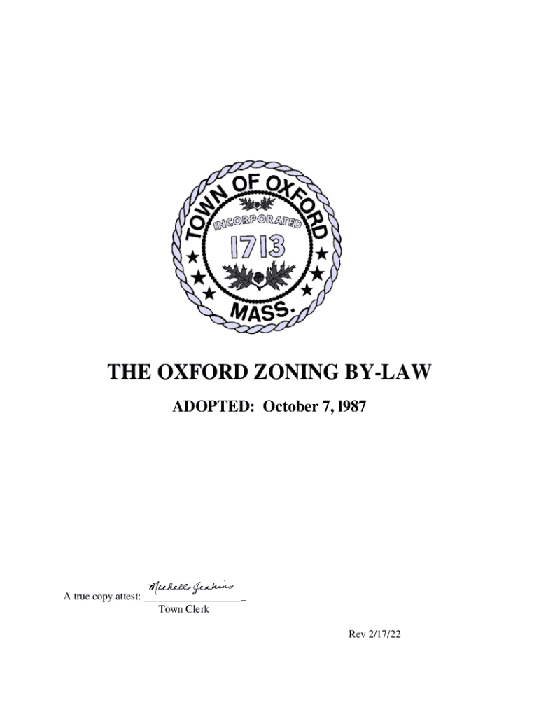 Fillable Online THE OXFORD ZONING BY-LAW Oxford, MA Fax Email Print ...