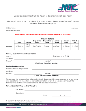 Fillable Online Unaccompanied Child Form - Fill Out and Sign Printable ...
