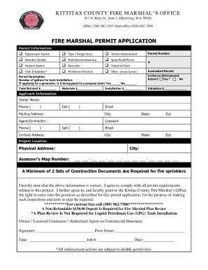 Fillable Online Fire Marshal Permit Application - Kittitas County Fax Email Print - pdfFiller