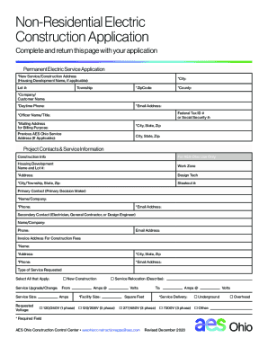 Fillable Online Upgrade of Existing Non-Residential Electric Service ...