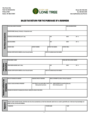 Fillable Online CONSUMER USE TAX RETURN FORM - City of Lone Tree Fax ...