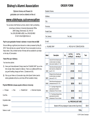 Fillable Online ORDER FORM - Bishop's University Fax Email Print ...