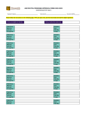 Fillable Online Recital Program Approval Form - Jazz Fax Email Print ...