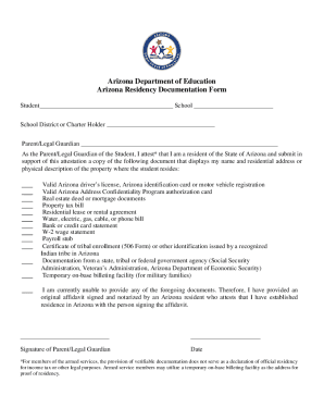 Completable En línea AZ Residency Documentation Forms ENG.pdf Fax Email ...