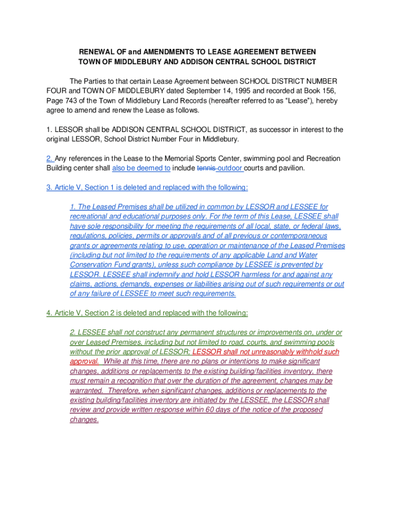 Fillable Online RENEWAL OF and AMENDMENTS TO LEASE ... Fax Email Print ...