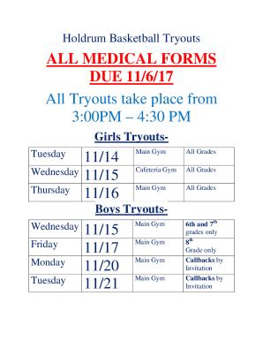 Fillable Online Holdrum Basketball Tryouts - ALL MEDICAL FORMS DUE 11/6 ...