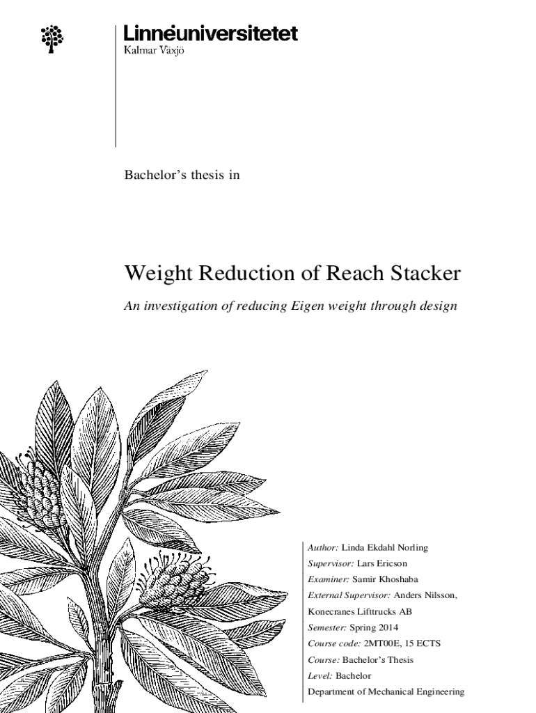 Fillable Online Weight Reduction of Reach Stacker - DiVA portal Fax ...