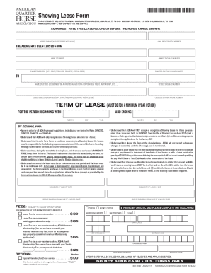 Fillable Online Showing Lease Form AQHA Fax Email Print - pdfFiller