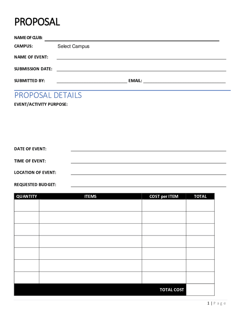 Fillable Online SAMPLE PROPOSAL Veterans Club Fax Email Print - pdfFiller