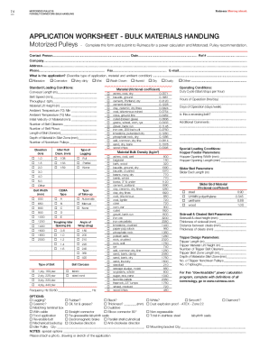 Fillable Online APPLICATION WORKSHEET - BULK MATERIALS HANDLING Fax ...