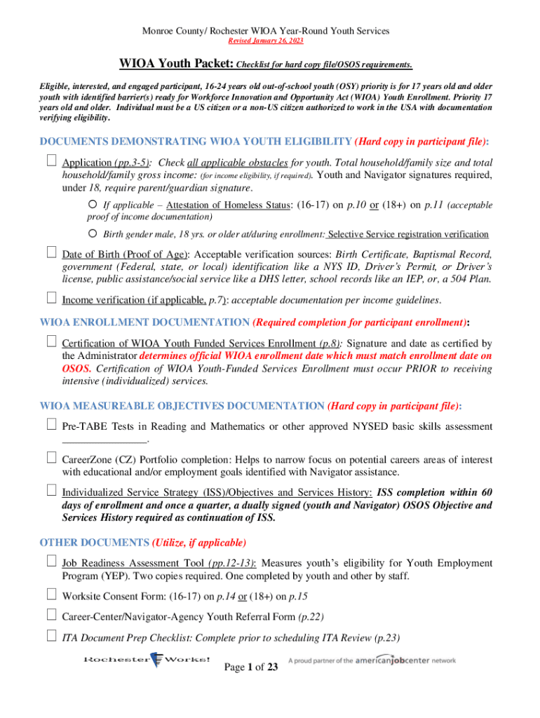 Fillable Online WIOA Youth Program Services Brief - Department of Labor ...