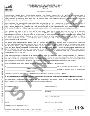 Fillable Online new jersey realtors standard form of informed consent ...