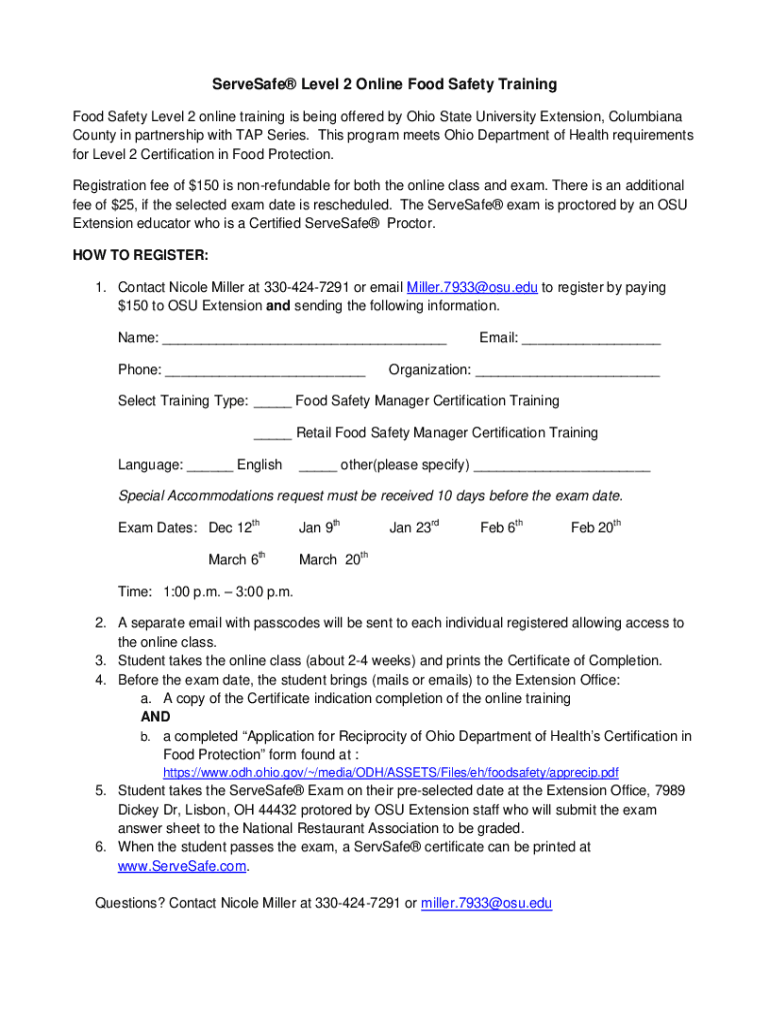Fillable Online ServeSafe registration form Fax Email Print - pdfFiller
