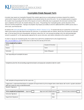 Fillable Online Incomplete Grade Request Form Fax Email Print - pdfFiller