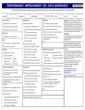 Fillable Online PerformanceImprovementEventTCCCForm02Dec2019. PI data ...