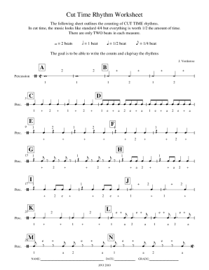 Fillable Online Cut Time Rhythm Worksheet Fax Email Print - pdfFiller
