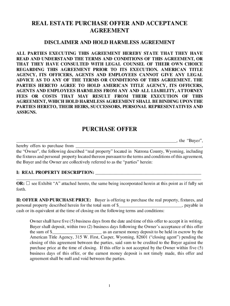Fillable Online real estate purchase offer and acceptance agreement Fax ...