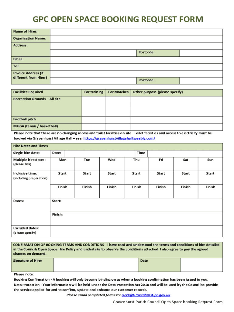 Fillable Online GPC OPEN SPACE BOOKING REQUEST FORM Fax Email Print ...