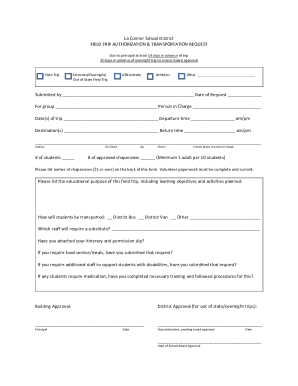 Fillable Online Field Trip Request Form - La Conner School District Fax ...