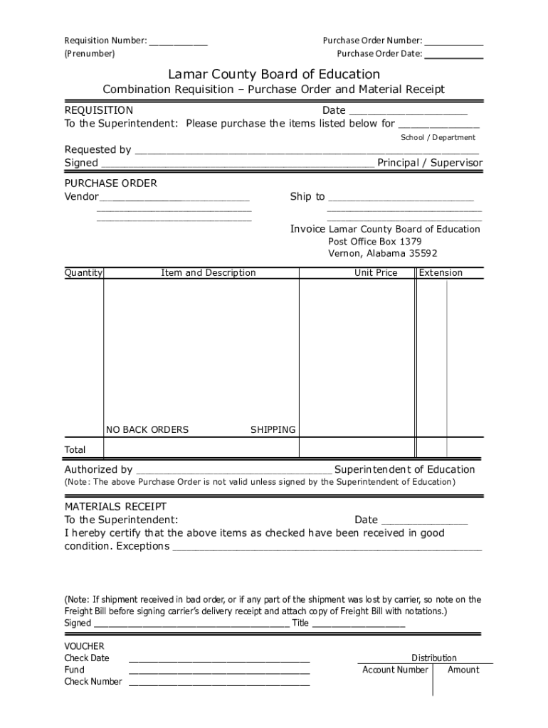 Fillable Online Purchase Order and Material Receipt.docx Fax Email Print - pdfFiller