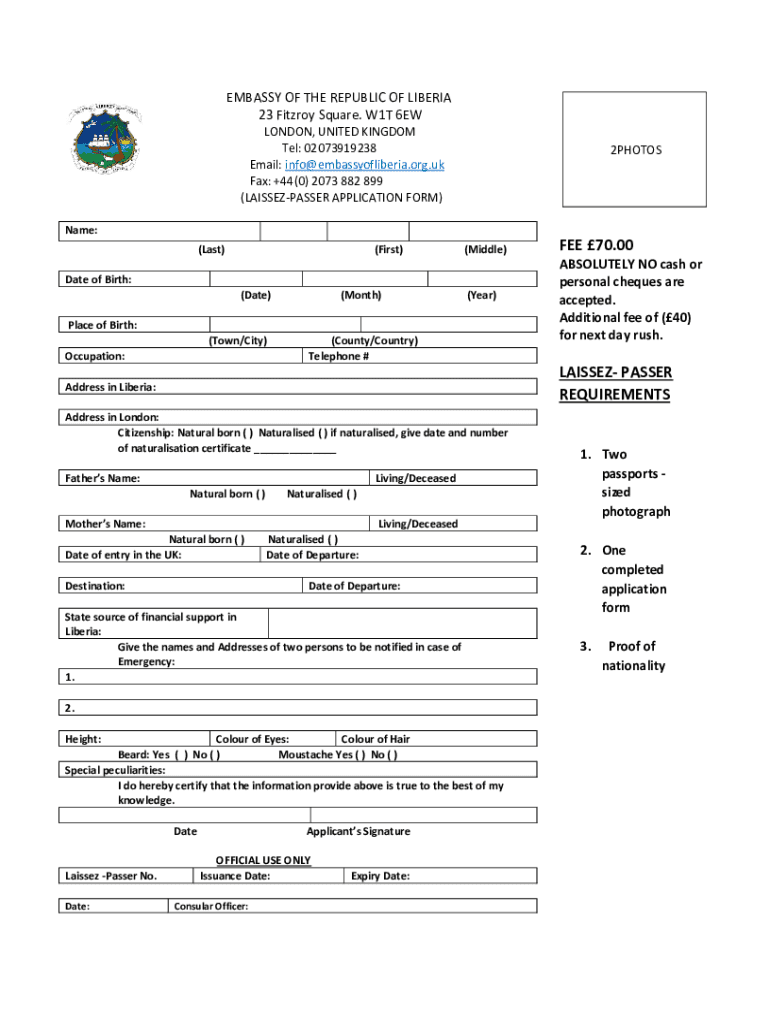 Fillable Online LAISSEZ-PASSER APPLICATION FORM.docx Fax Email Print ...