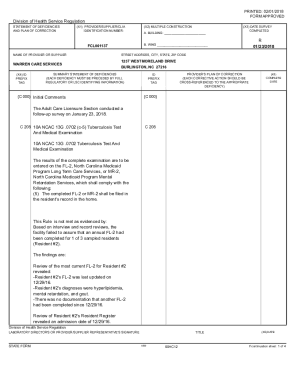 Fillable Online DHSR NC MHLCS: Statement of Deficiency Fax Email Print ...