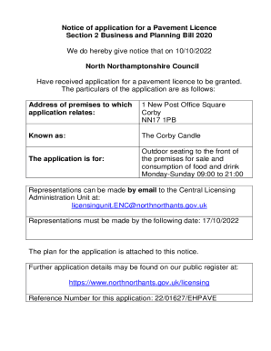 Fillable Online Pavement Licence Application under section 2 of the ...