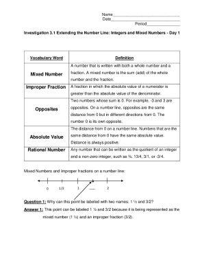 Fillable Online Plotting Fractions and Mixed Numbers on a Number Line ...