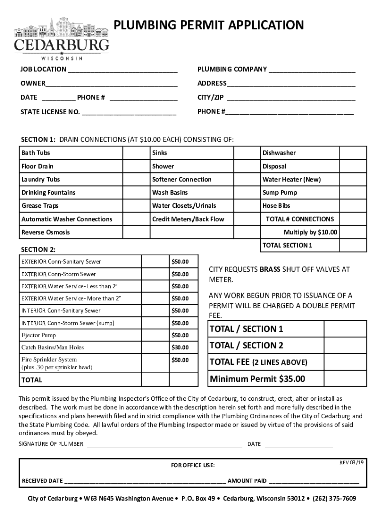 Fillable Online PLUMBING PERMIT APPLICATION FORM - Town of Westlock Fax ...