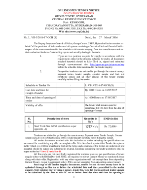 Fillable Online crpf gov Invitation of quotation for Supply of ...