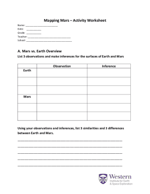 Fillable Online Mapping MarsActivity Worksheet Fax Email Print - pdfFiller