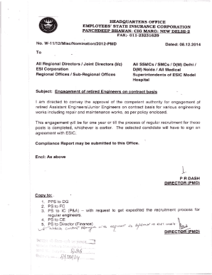 Fillable Online HEADQUARTERS OFFICE EMPLOYEES STATE ... - ESIC Fax ...